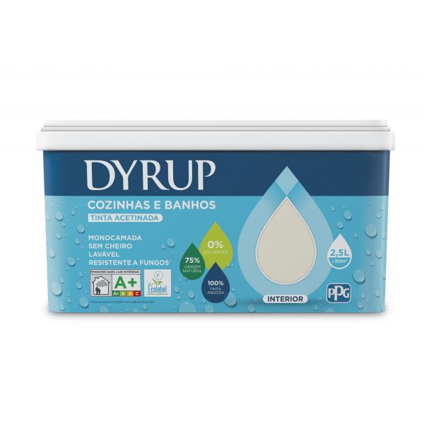 Dyrup Tinta Interior Acetinada Cozinhas & Banho Cinzento Dourado 2.5L ... Dyrup Tinta Interior Acetinada Cozinhas & Banho Cinzento Dourado 2.5L ...