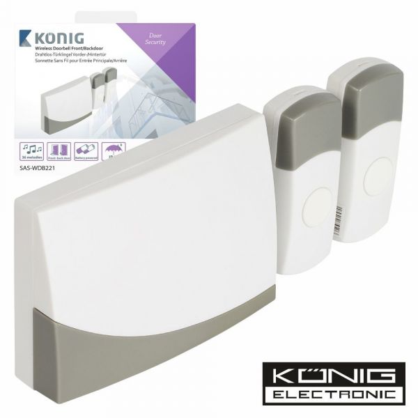 Konig Campainha S/ Fios C/ 2 Comandos 2 Tons Konig - SAS-WDB221 ... Konig Campainha S/ Fios C/ 2 Comandos 2 Tons Konig - SAS-WDB221 ...