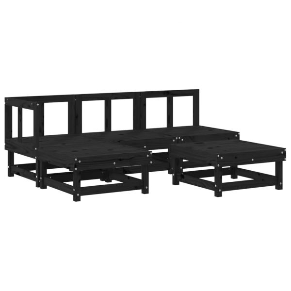 Vidaxl 5 Peças Conjunto Lounge De Jardim Madeira De Pinho Maciça Preto 3945536044 Kuantokusta